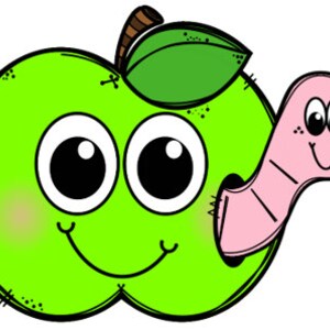 Apple and Worm Friends Clipart - Etsy