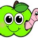 Apple and Worm Friends Clipart - Etsy