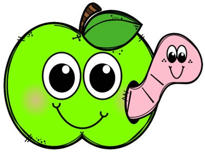 Apple and Worm Friends Clipart - Etsy