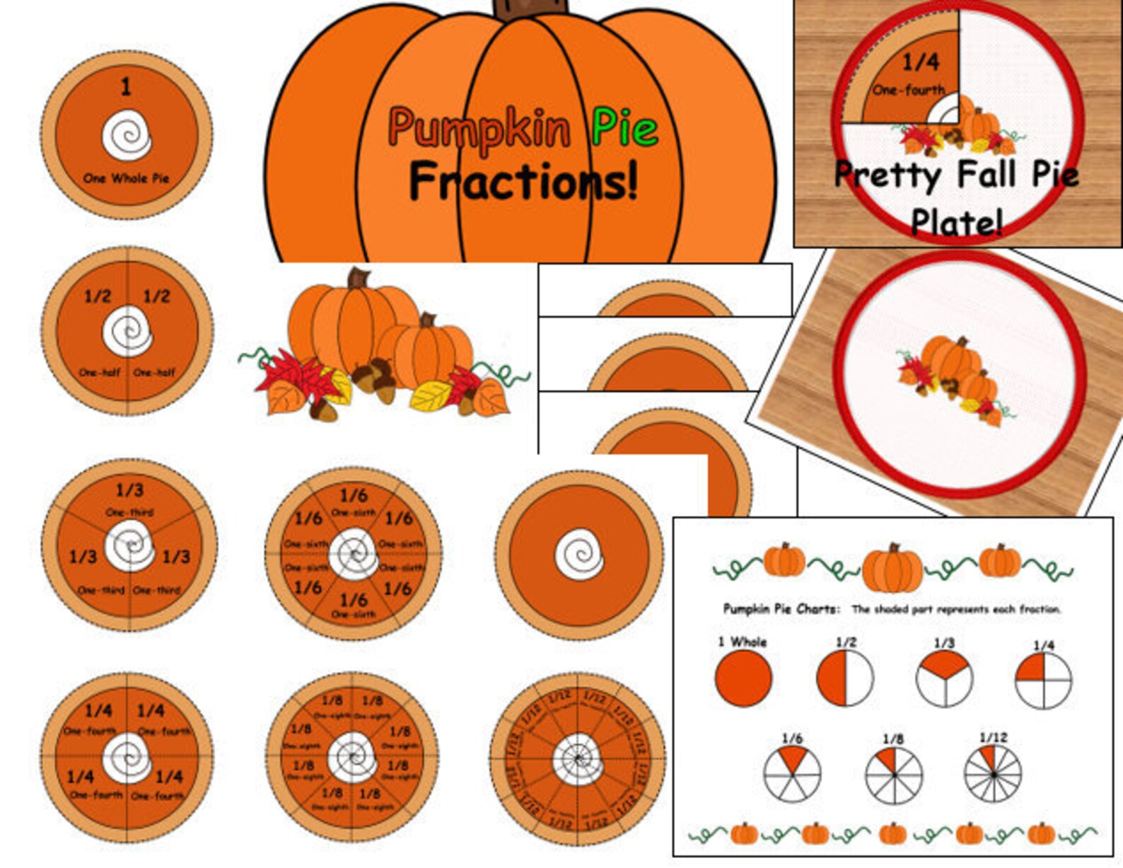 Pumpkin Pie Fractions - Etsy