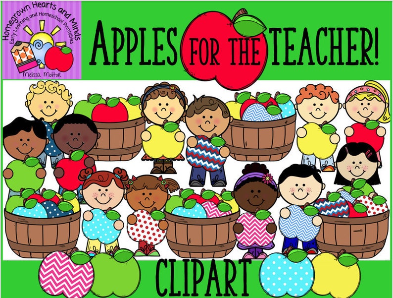 Apples for the Teacher Clipart - Etsy Canada