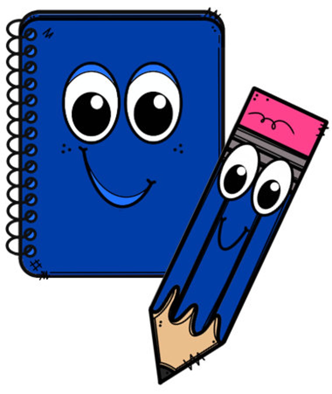 Notebooks and Pencil Friends Clipart - Etsy