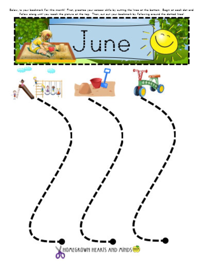 Months of the Year Scissor Practice Pages With Bookmarks - Etsy