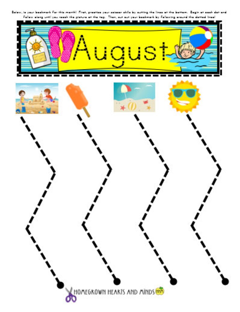 Months of the Year Scissor Practice Pages With Bookmarks - Etsy