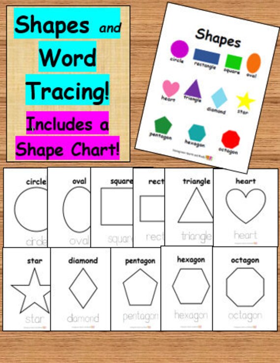 Shapes and Word Tracing includes a Shape Chart - Etsy