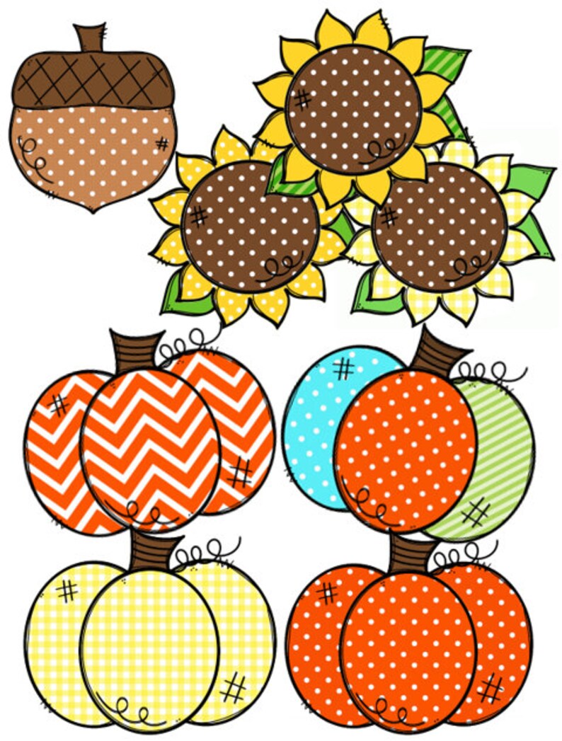 Fall Clipart (leaves, Trees, Sunflowers, Pumpkins, Hay, Acorn) - Etsy