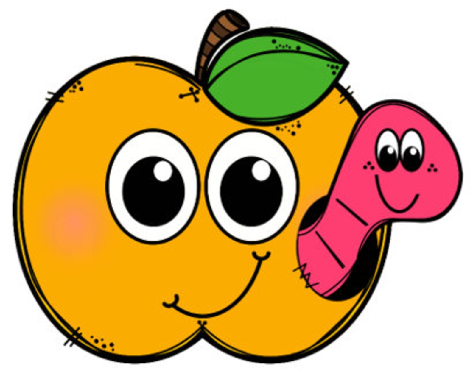 Apple and Worm Friends Clipart - Etsy