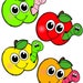 Apple and Worm Friends Clipart - Etsy