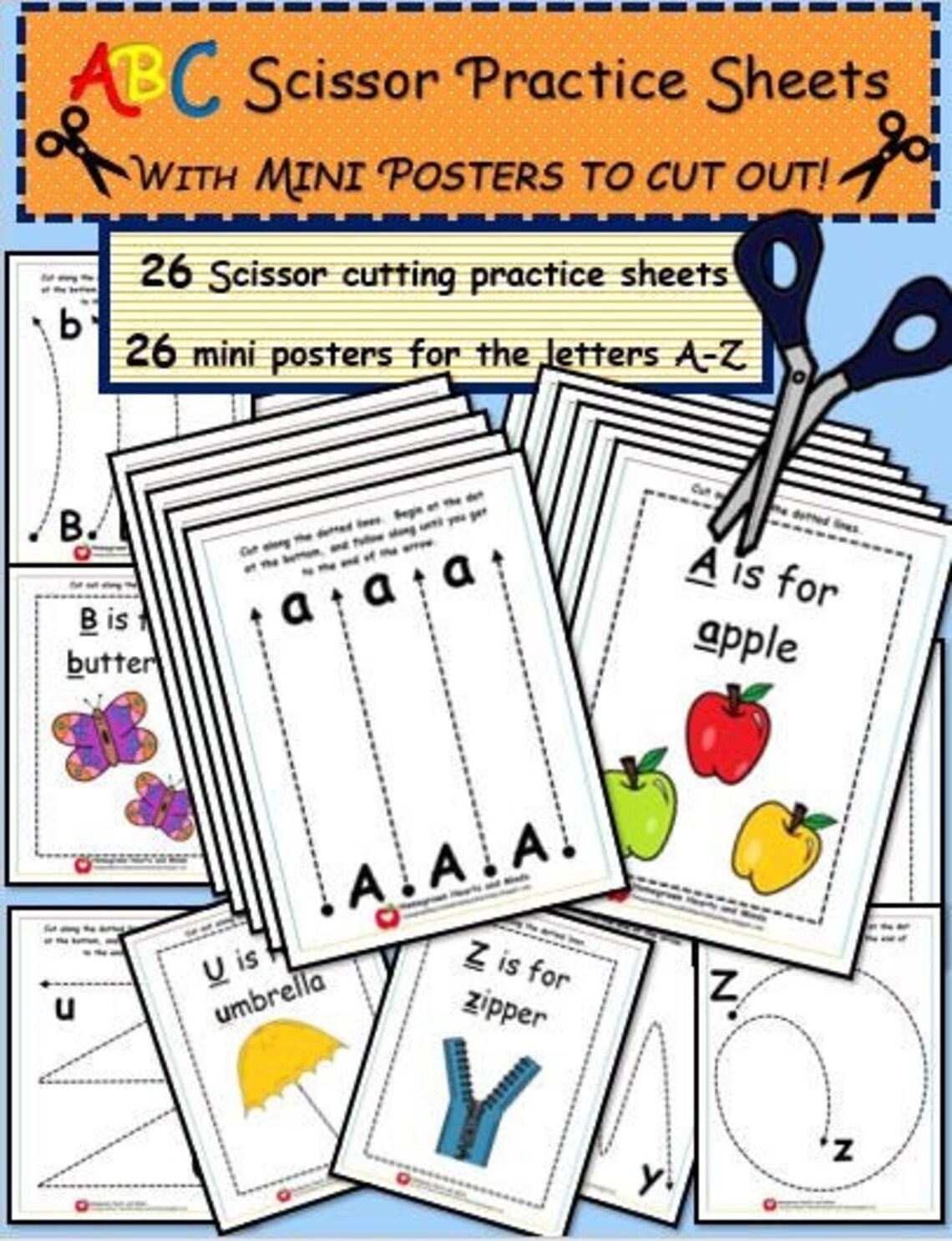 Alphabet Scissor Practice Sheets - Etsy