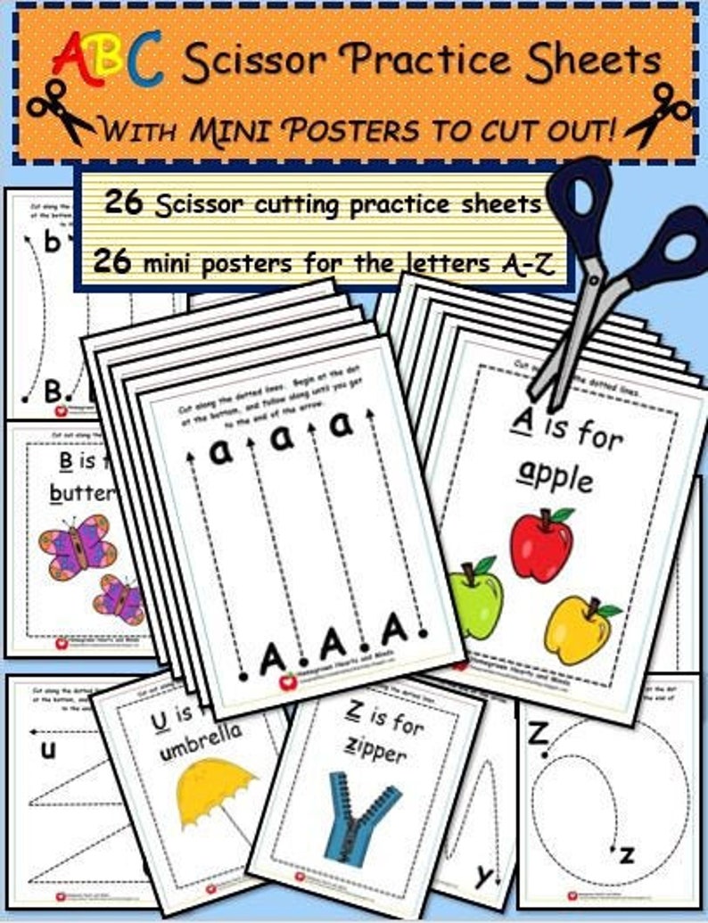 Alphabet Scissor Practice Sheets - Etsy
