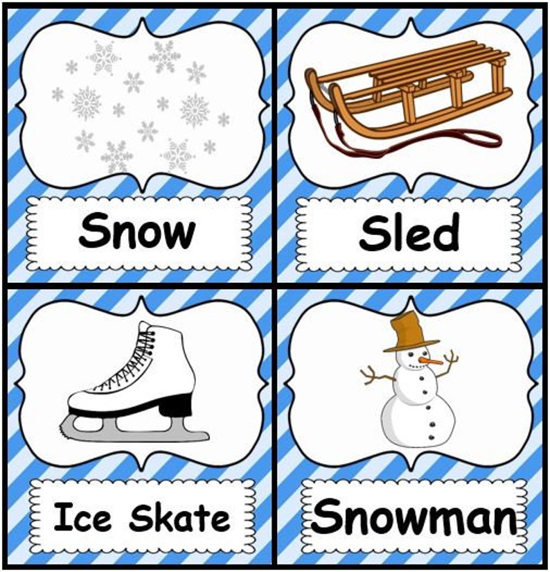 Christmas and Winter Flashcards - Etsy