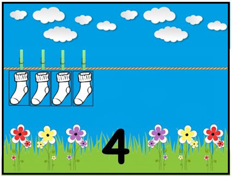 Socks on the Clothesline cut and Paste Numbers 1-10 - Etsy