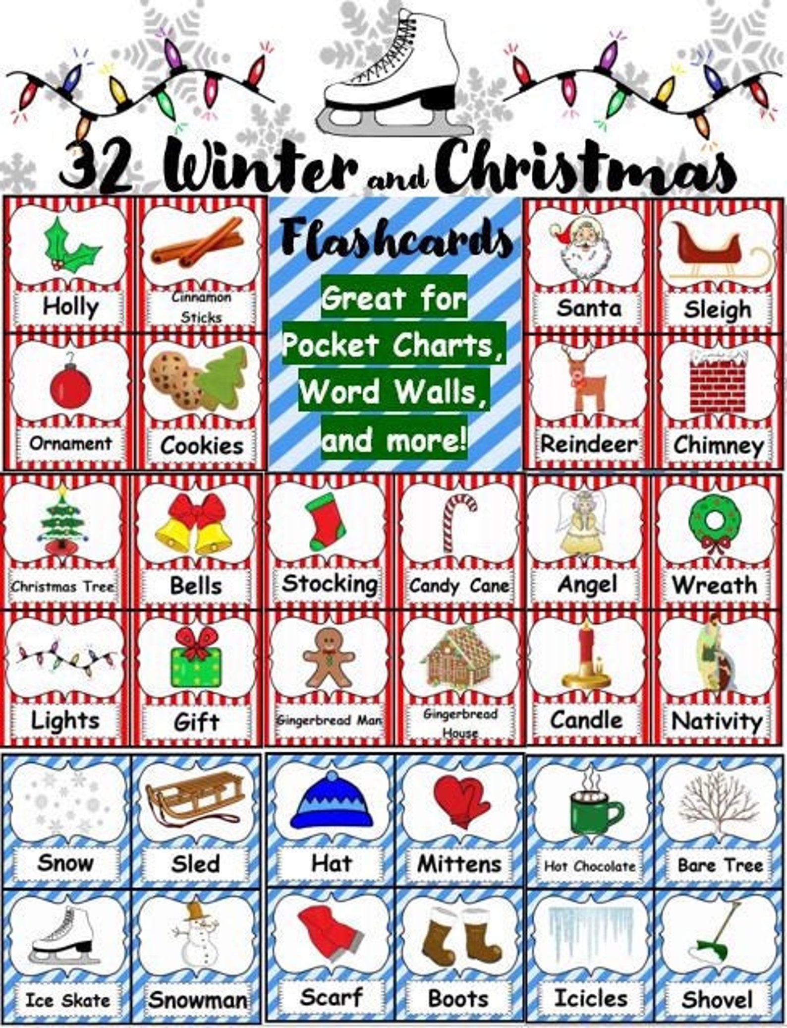 Christmas and Winter Flashcards - Etsy