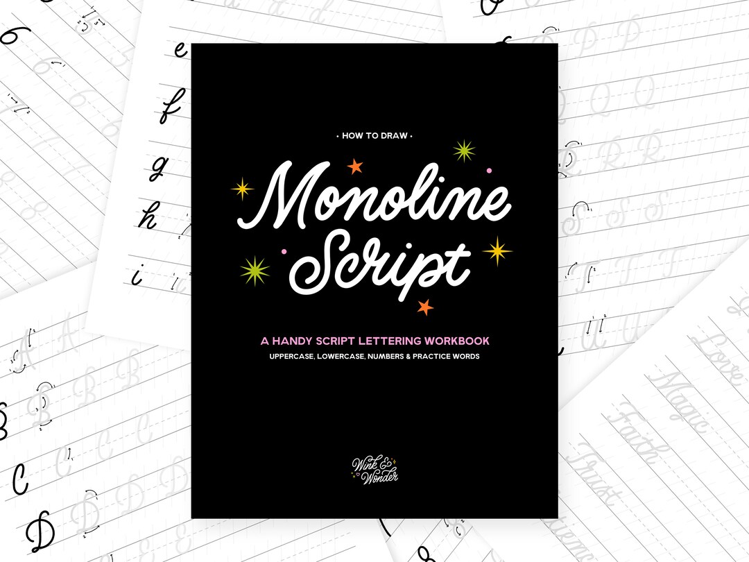 Monoline Script Lettering Workbook DIGITAL DOWNLOAD – hand Lettering ...