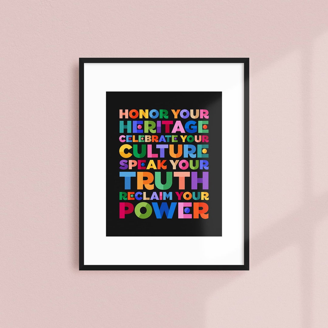 Honor Your Heritage Art Print | Fun Colorful Poster, Handlettering Cute ...