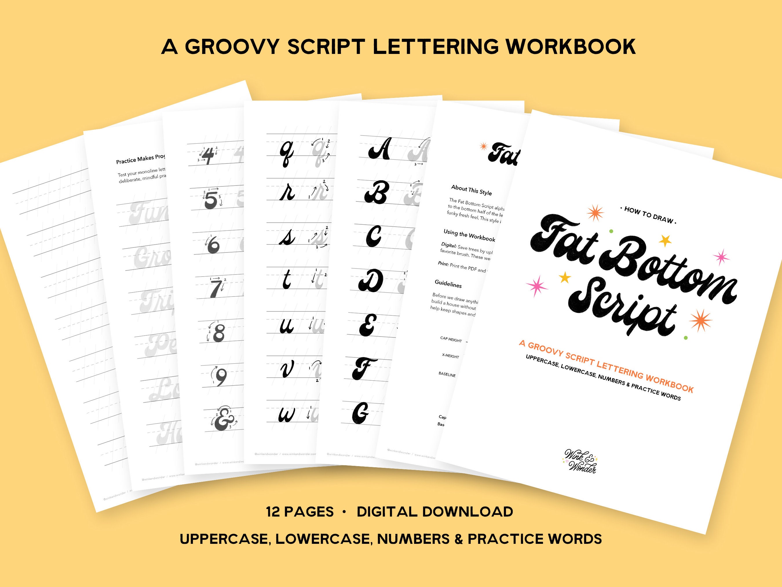 Fat Bottom Script Lettering Workbook DIGITAL DOWNLOAD hand Lettering ...