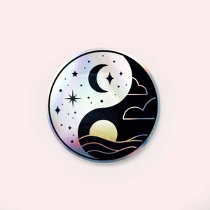 Yin Yang Holographic Sticker for Laptop or Water Bottle, Waterproof ...