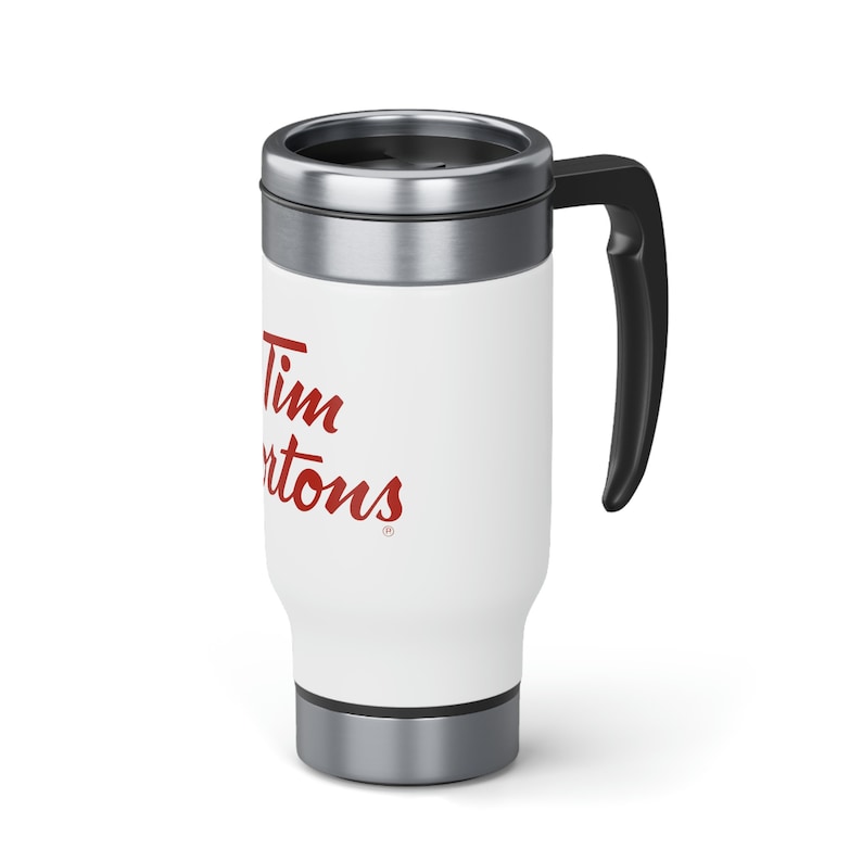Tim Hortons Stainless Steel Travel Mug With Handle | 14oz | Spill-proof ...