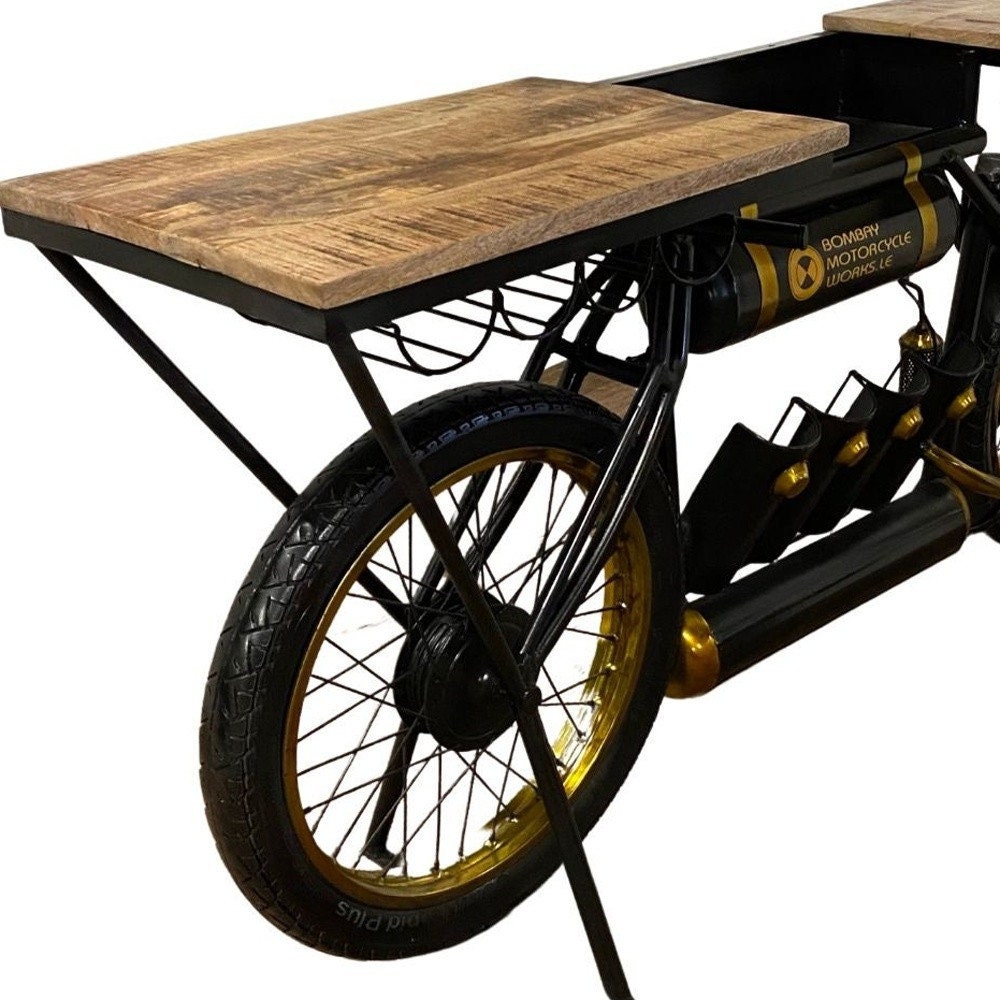 Black and Gold and Natural 16 Free Form Industrial Motorcycle Kitchen ...