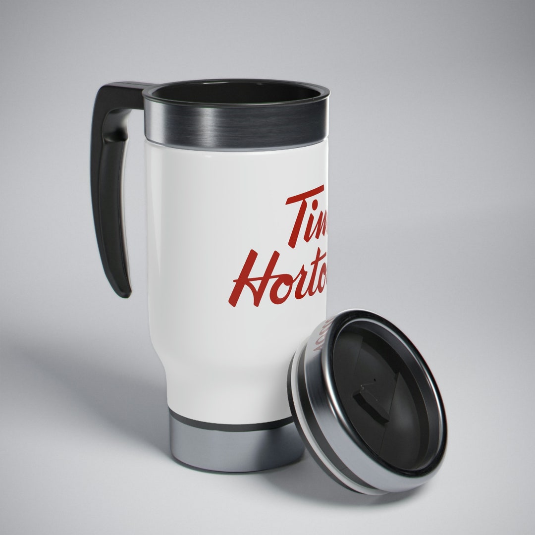 Tim Hortons Stainless Steel Travel Mug With Handle | 14oz | Spill-proof ...