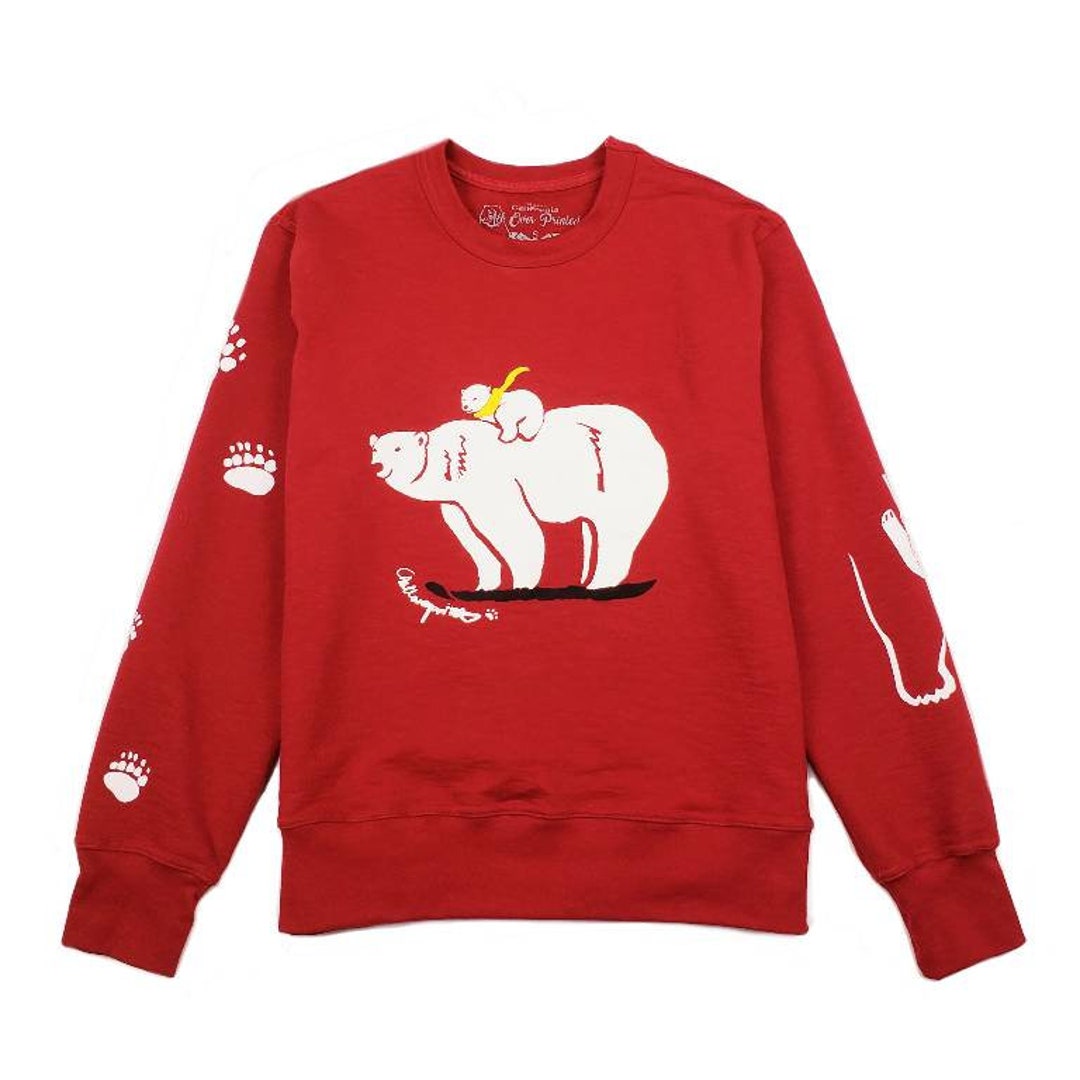 Polar Bear Sweatshirts, Red, Polar Bear Printed All Over on the Custom ...