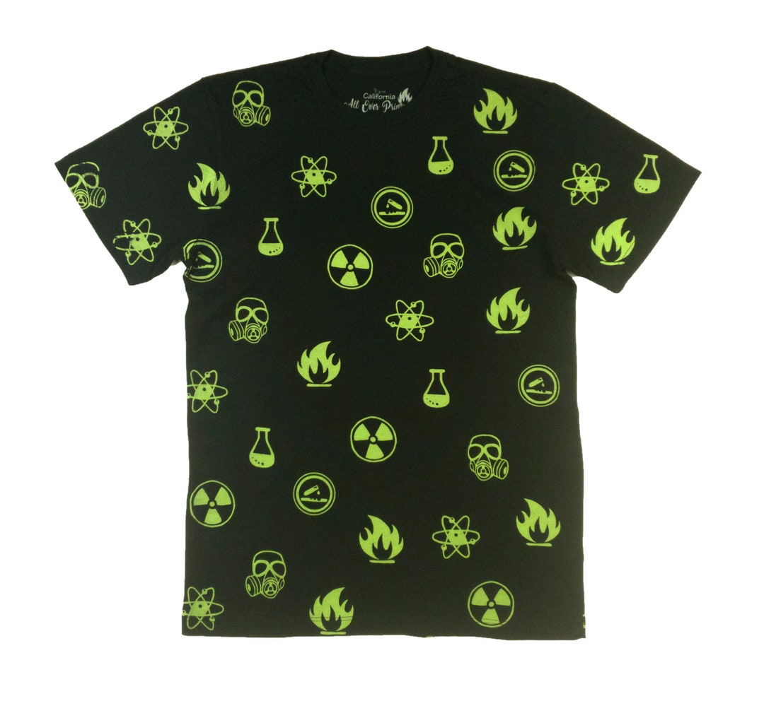 Men's T-shirt, Toxic All Over Print T-shirt Black/ Green, Hazardous ...