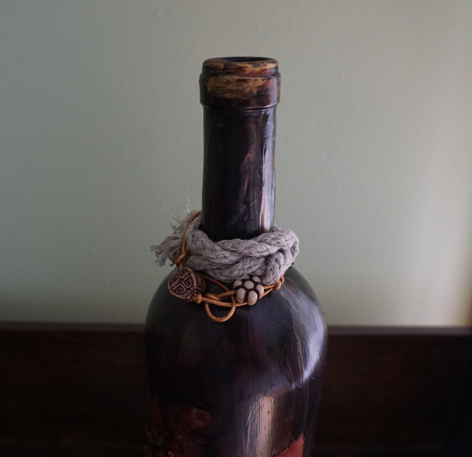 Rustic Bottle-altered Wine Bottle-decorated Bottle-bottle With Beads - Etsy
