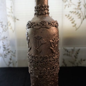 Bronze Metallic Altered Wine Bottle - Etsy