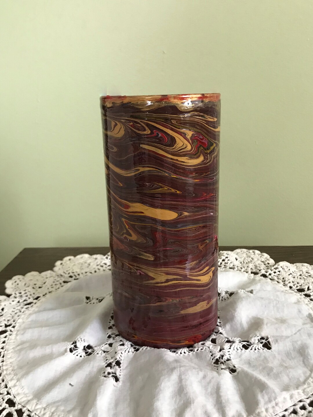 Glass and Resin Vase-cylinder Glass Vase-vase With Swirling Colors - Etsy