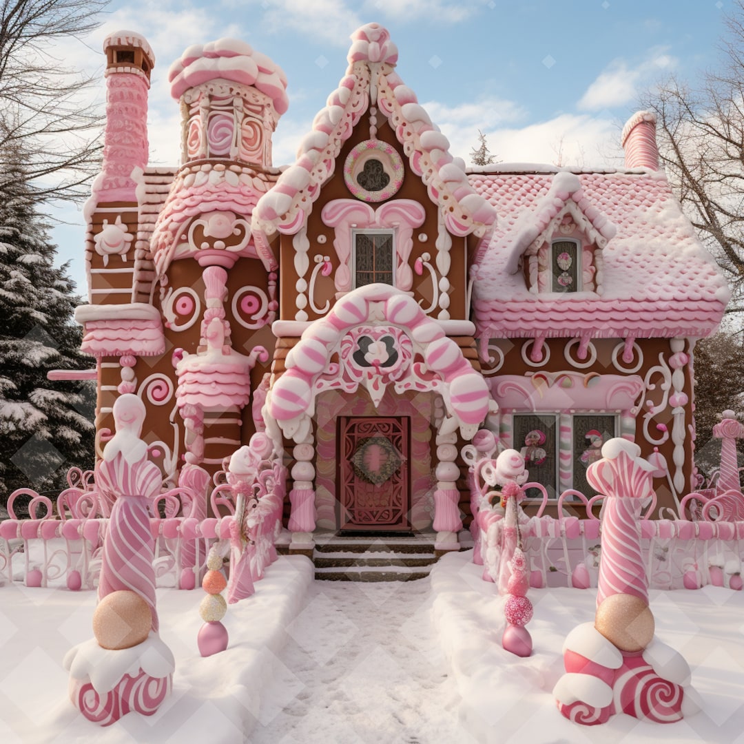 Christmas Digital Backdrop Gingerbread House Background, Christmas ...