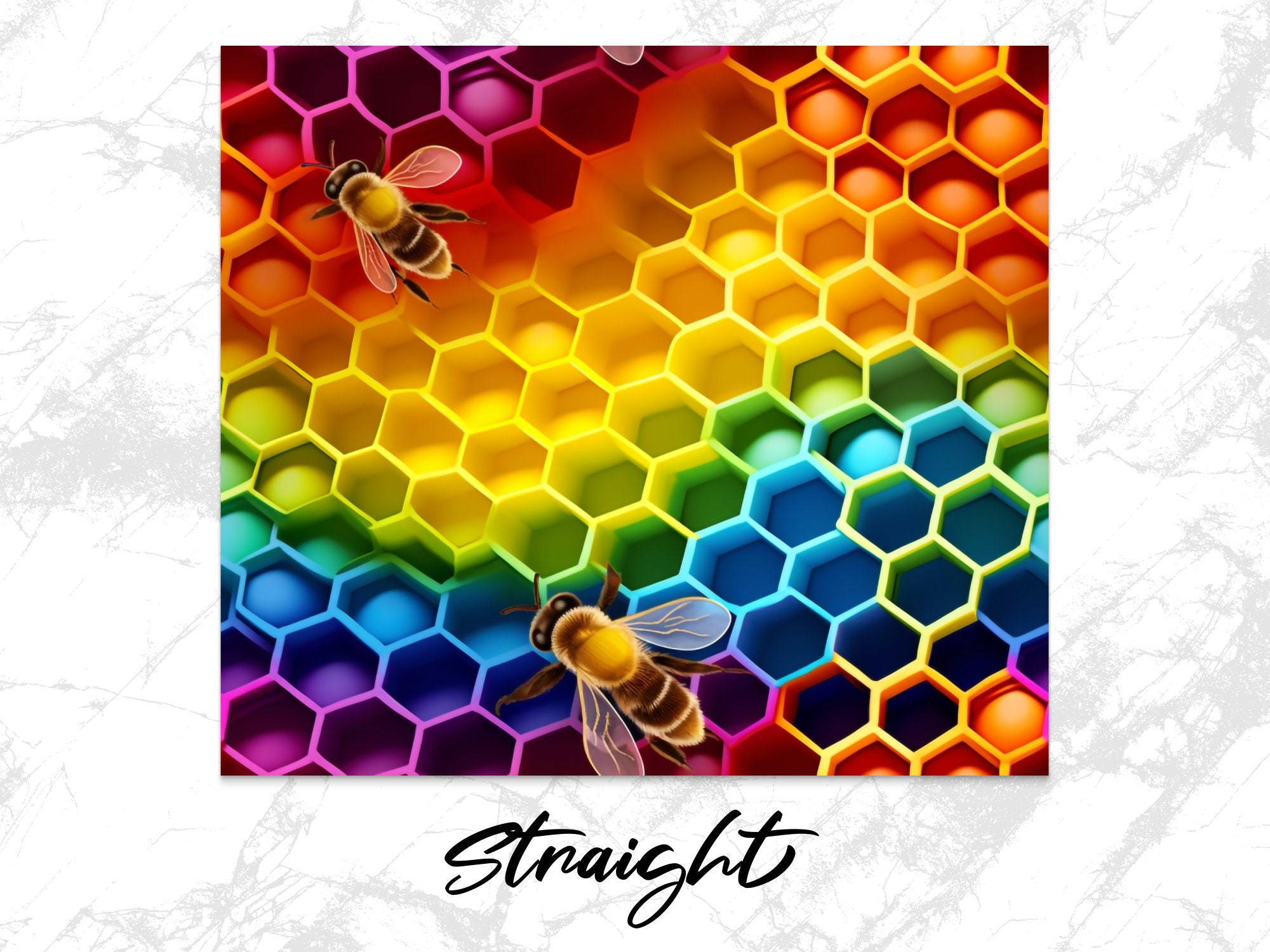 3D Bee Rainbow Honeycomb 20 Oz Skinny Tumbler Sublimation Design ...