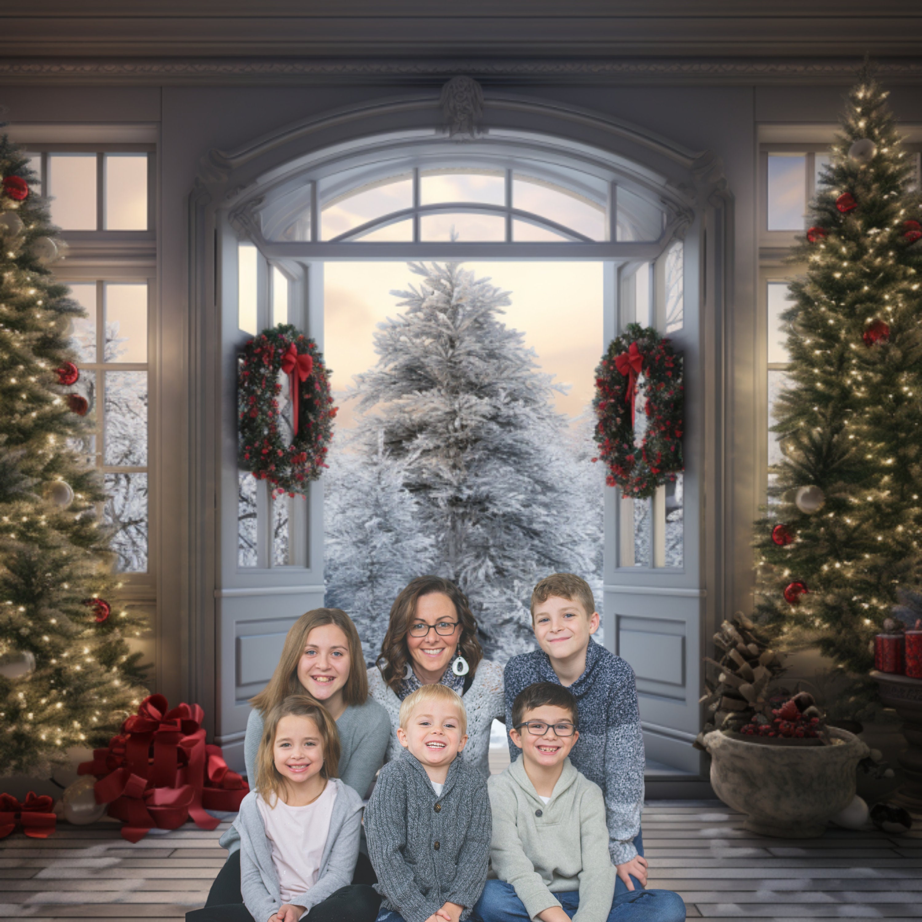 Christmas Digital Backdrop Photography, White Christmas Tree, Family ...