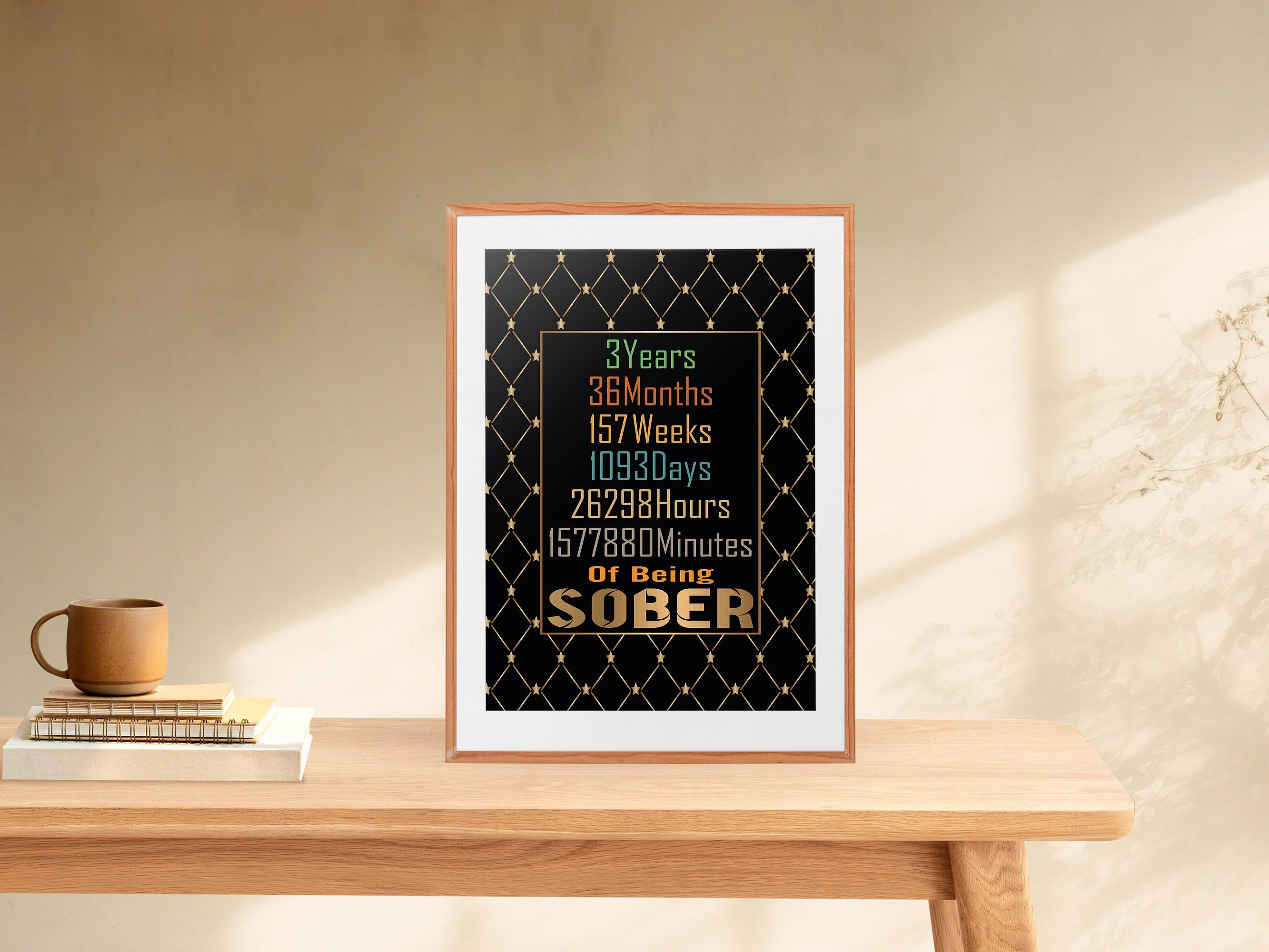 3 Years of Being Sober Custom Year/years Printable, Personalized Wall ...