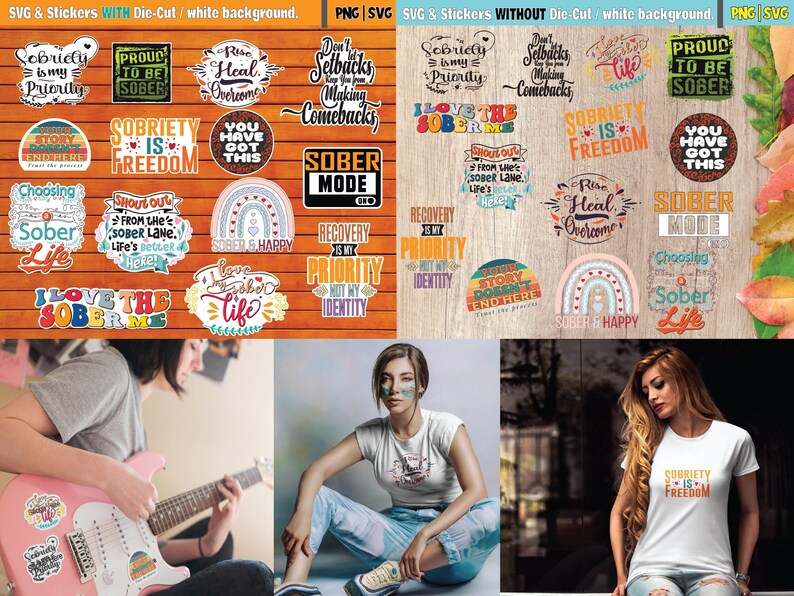 Sobriety Recovery Stickers & SVG Bundle: Motivational Designs (digital ...