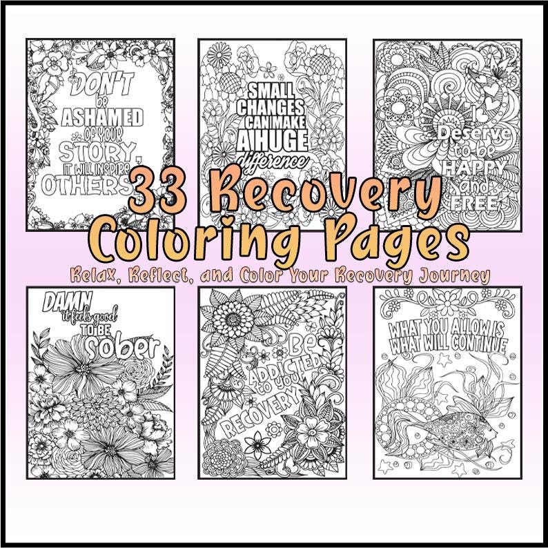 33 Recovery Coloring Pages: Motivational Quotes (printable PDF) - Etsy