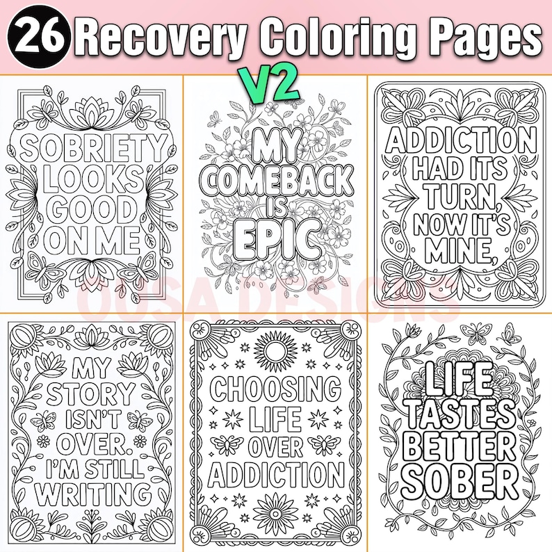Recovery Coloring Pages V2 : 26 Motivational Recovery and Sobriety ...