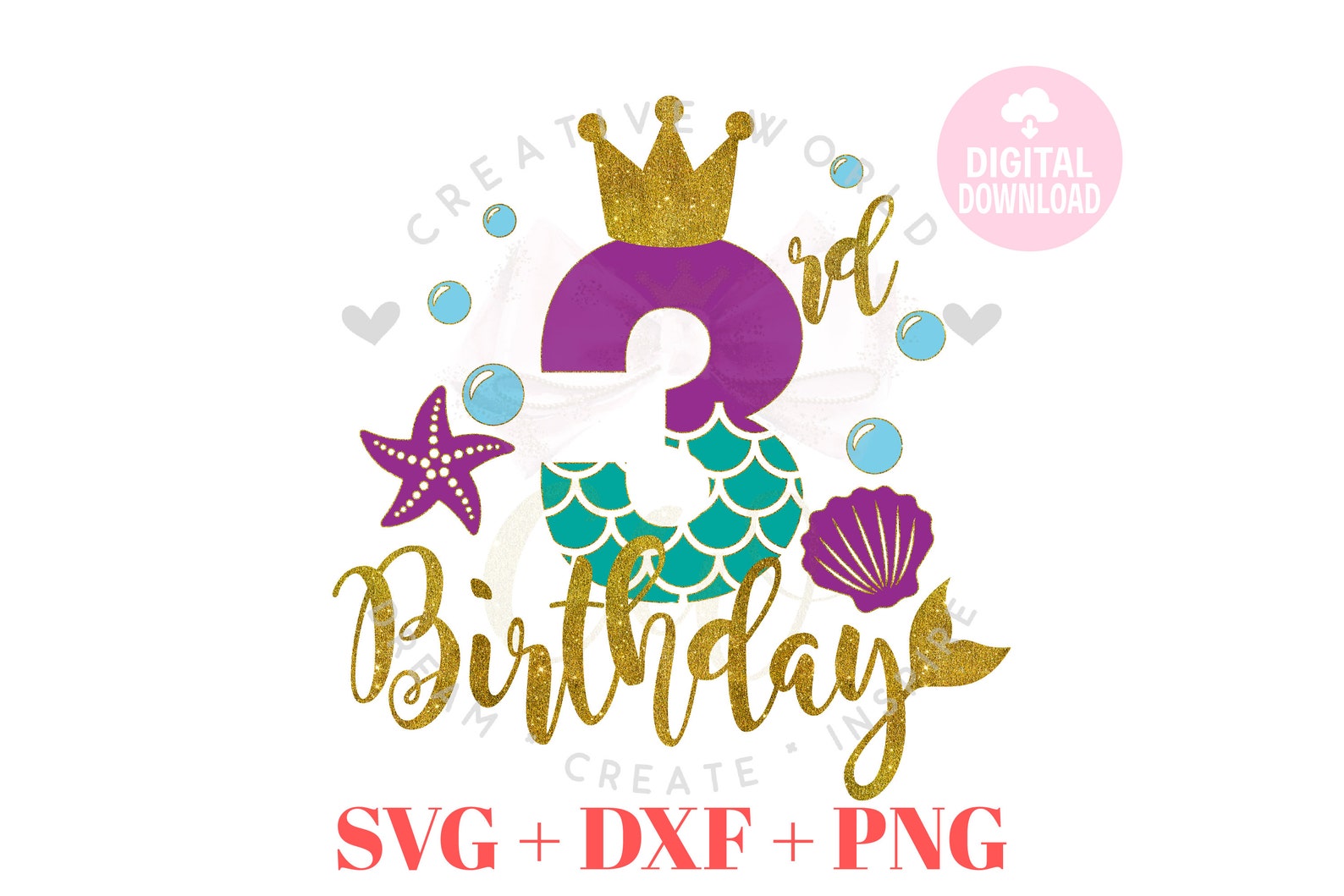 3rd Birthday Mermaid SVG Mermaid SVG Mermaid Birthday SVG | Etsy