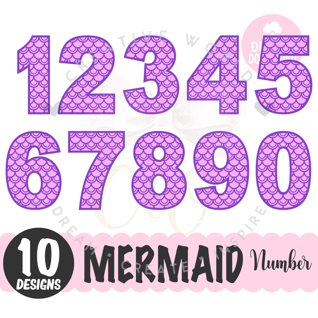Birthday Mermaid SVG Bundle | Bundle Mermaid Birthday Number 0-9 Svg ...