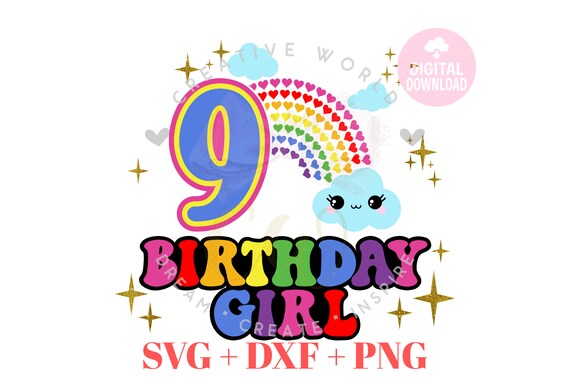 9th Birthday Rainbow 9th Birthday Svg Rainbow Birthday Svg - Etsy