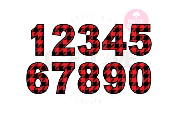 Plaid Number svg Buffalo Plaid Number Plaid svg Plaid | Etsy