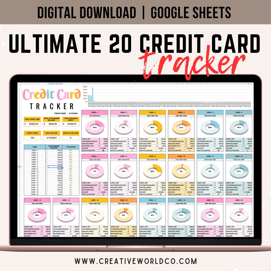 Ultimate 20 Credit Card Tracker | Personal Finance Organizer | Credit ...