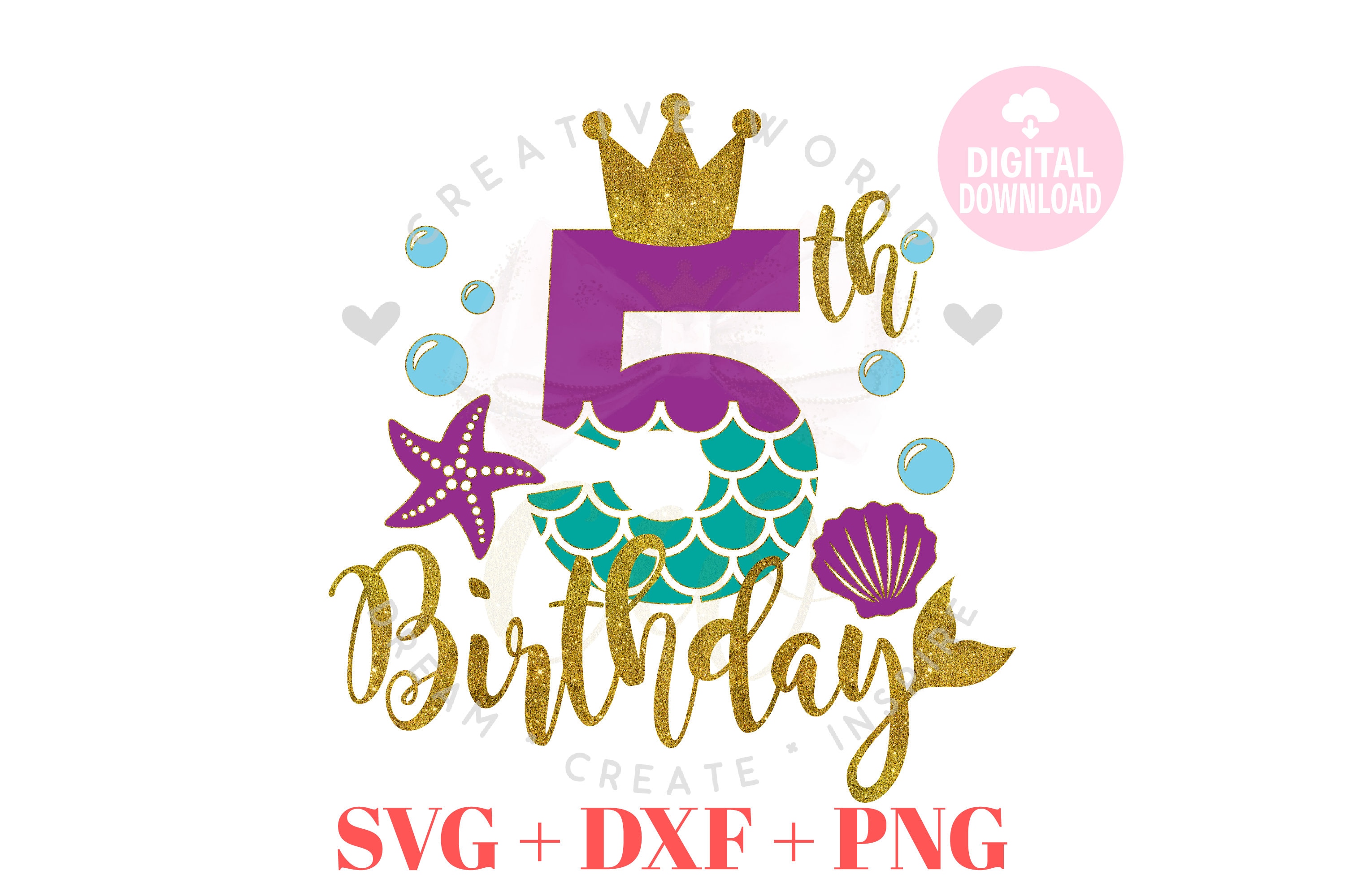 5th Birthday Mermaid SVG Mermaid SVG Mermaid Birthday SVG - Etsy Canada
