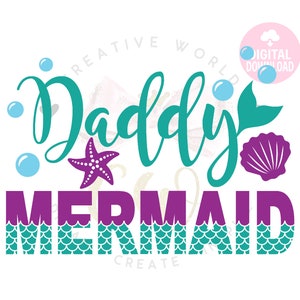 Daddy Mermaid SVG Daddy Mermaid Mermaid SVG Daddy | Etsy