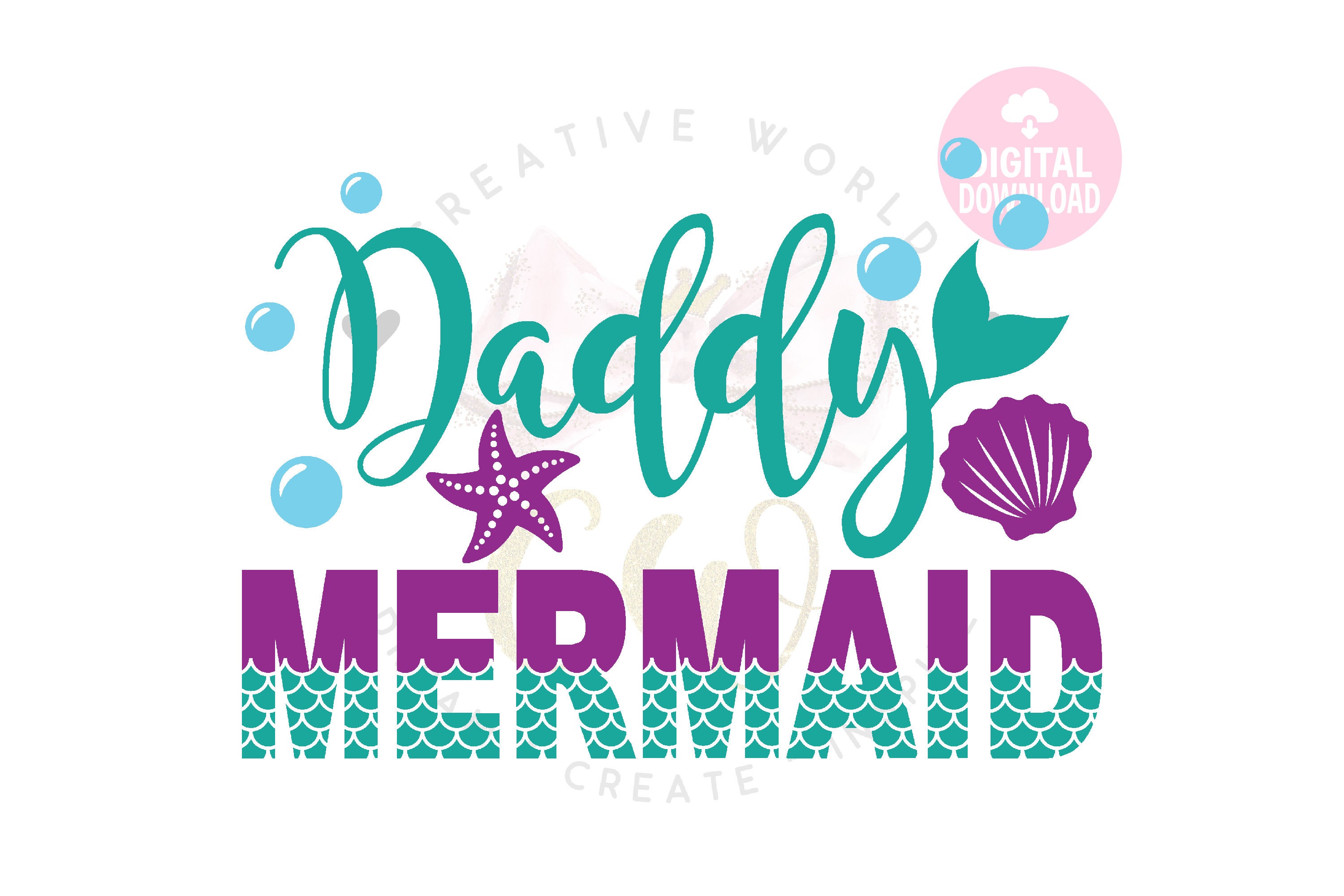 Daddy Mermaid SVG Daddy Mermaid Mermaid SVG Daddy | Etsy