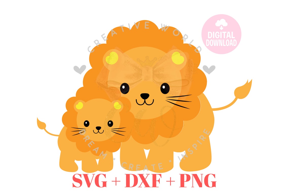Lion Svg Baby Lion Svg Cute Lion Svg Lion and Baby Lion - Etsy