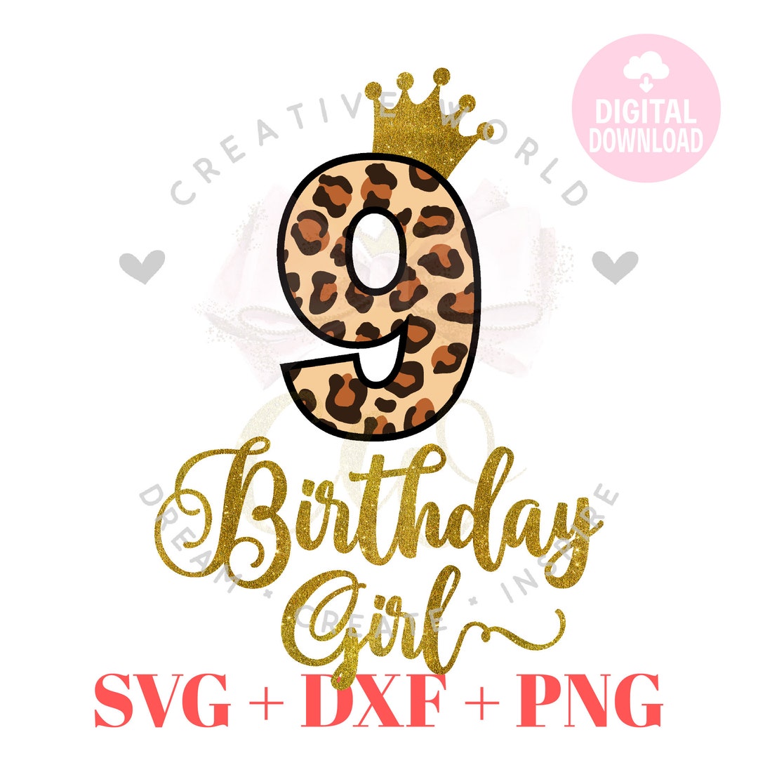 My 9th Birthday My 9th Birthday Svg Leopard Birthday - Etsy