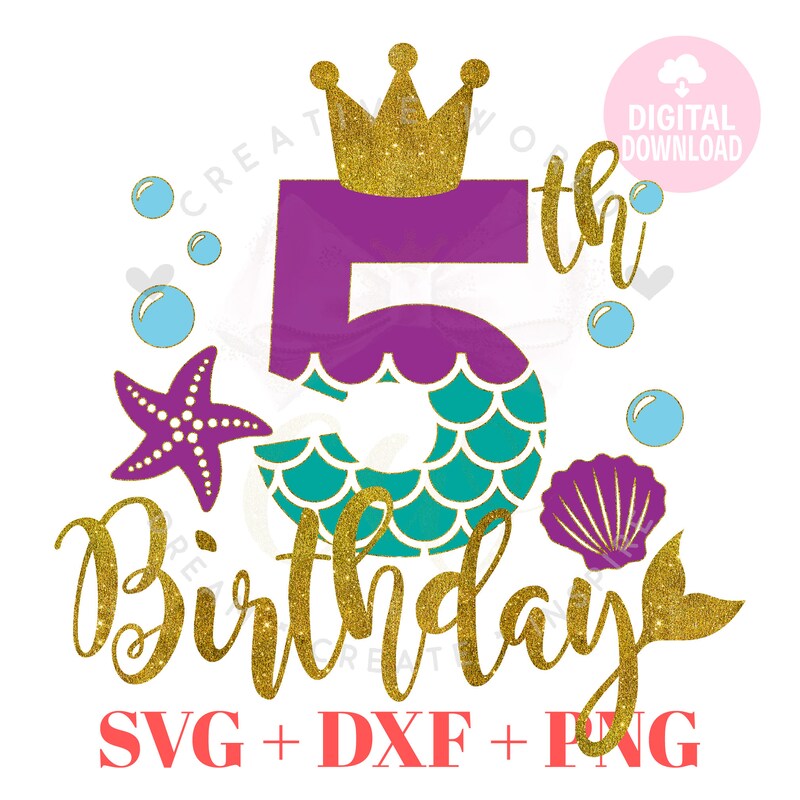 Mermaid Birthday Svg - Etsy