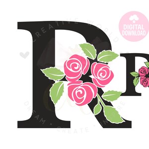 Floral Alphabet Svg Letter R Rose Monogram Svg Flower - Etsy