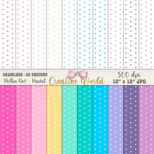 Polka Dot Pastel Pastel Color Digital Paper 300 Dpi 20 Designs 12 X 12 ...