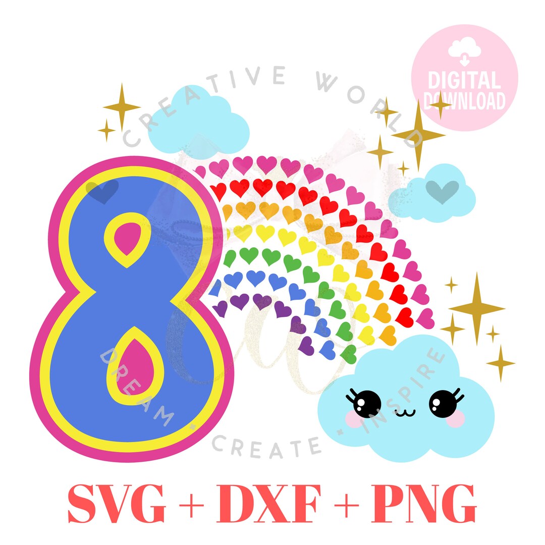 8th Birthday | Rainbow 8th Birthday Svg | Rainbow Birthday Svg ...